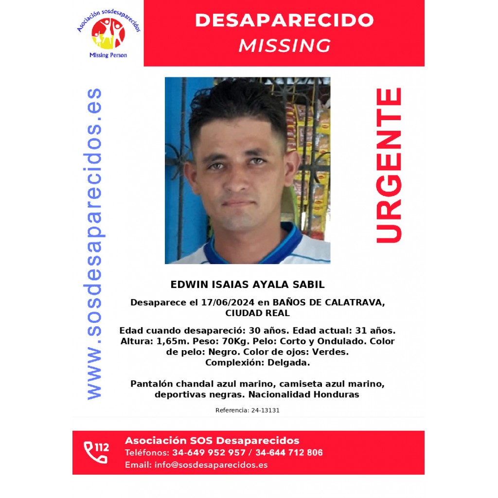 EDWIN ISAIAS AYALA SABIL – SOS Desaparecidos