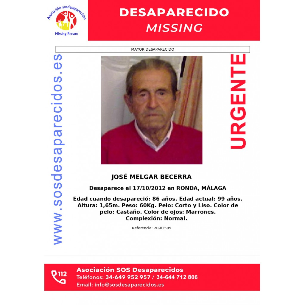 JOSÉ MELGAR BECERRA – SOS Desaparecidos
